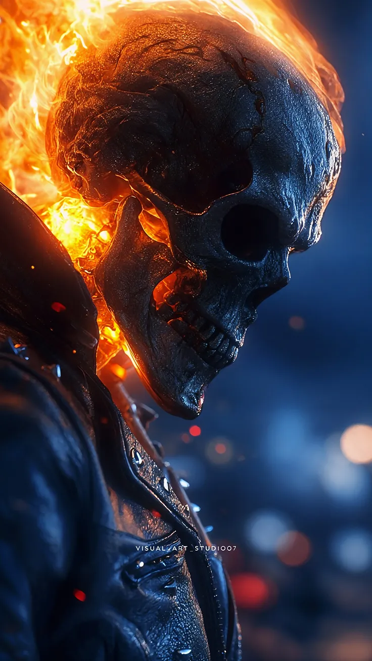 Ghost Rider Hellfire Cinematic AI Phone Wallpaper 4K