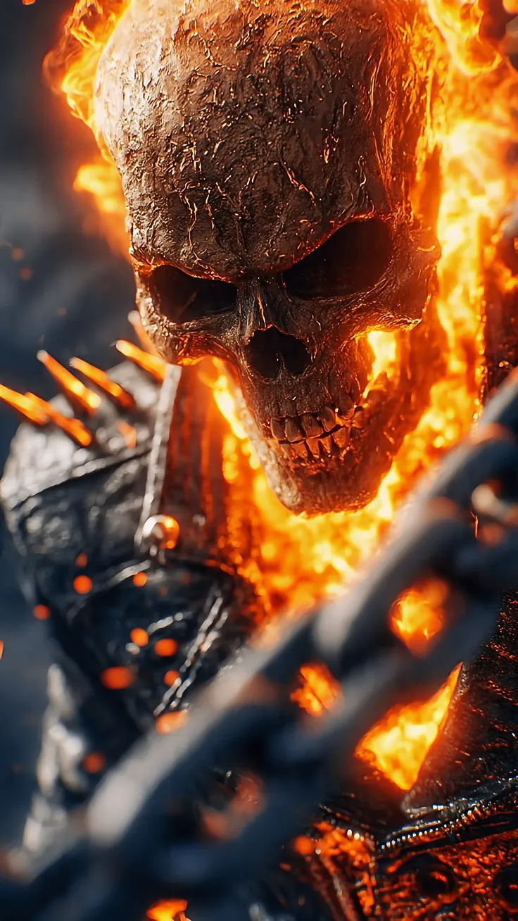 Ghost Rider Hellfire Cinematic AI Phone Wallpaper 4K