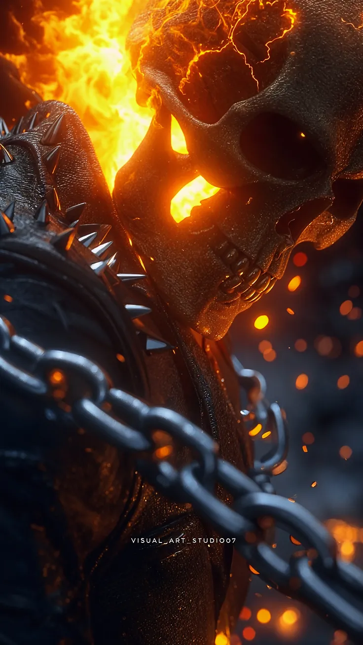 Ghost Rider Hellfire Cinematic AI Phone Wallpaper 4K