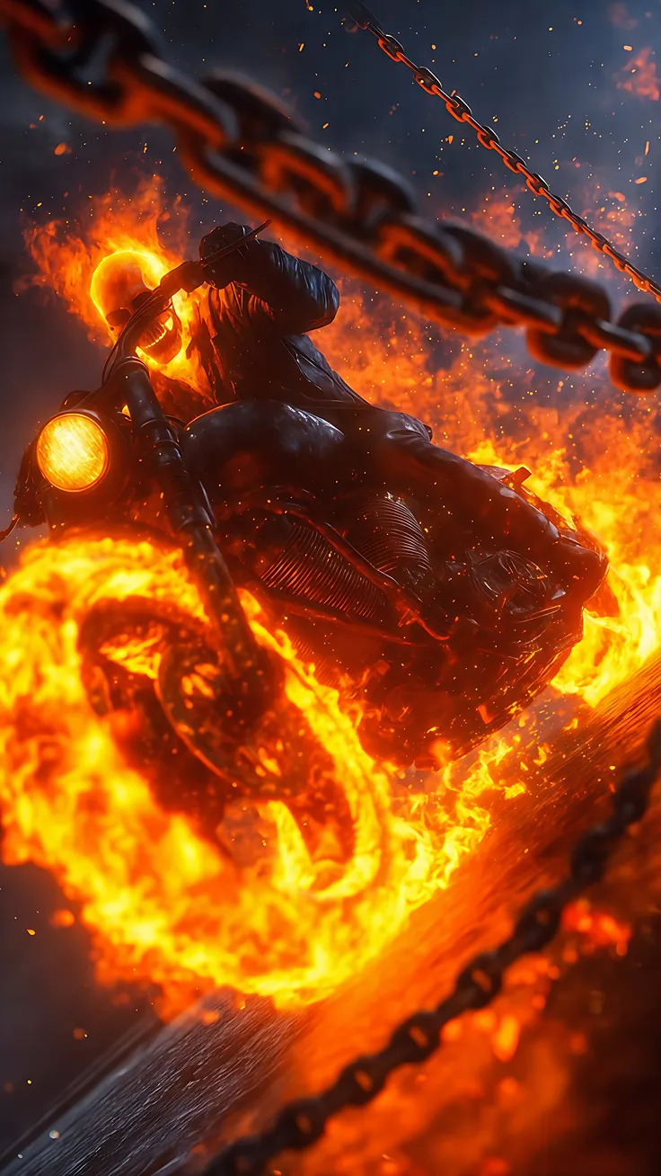 Ghost Rider Hellfire Cinematic AI Phone Wallpaper 4K