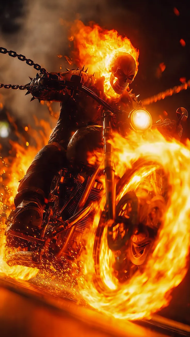 Ghost Rider Hellfire Cinematic AI Phone Wallpaper 4K
